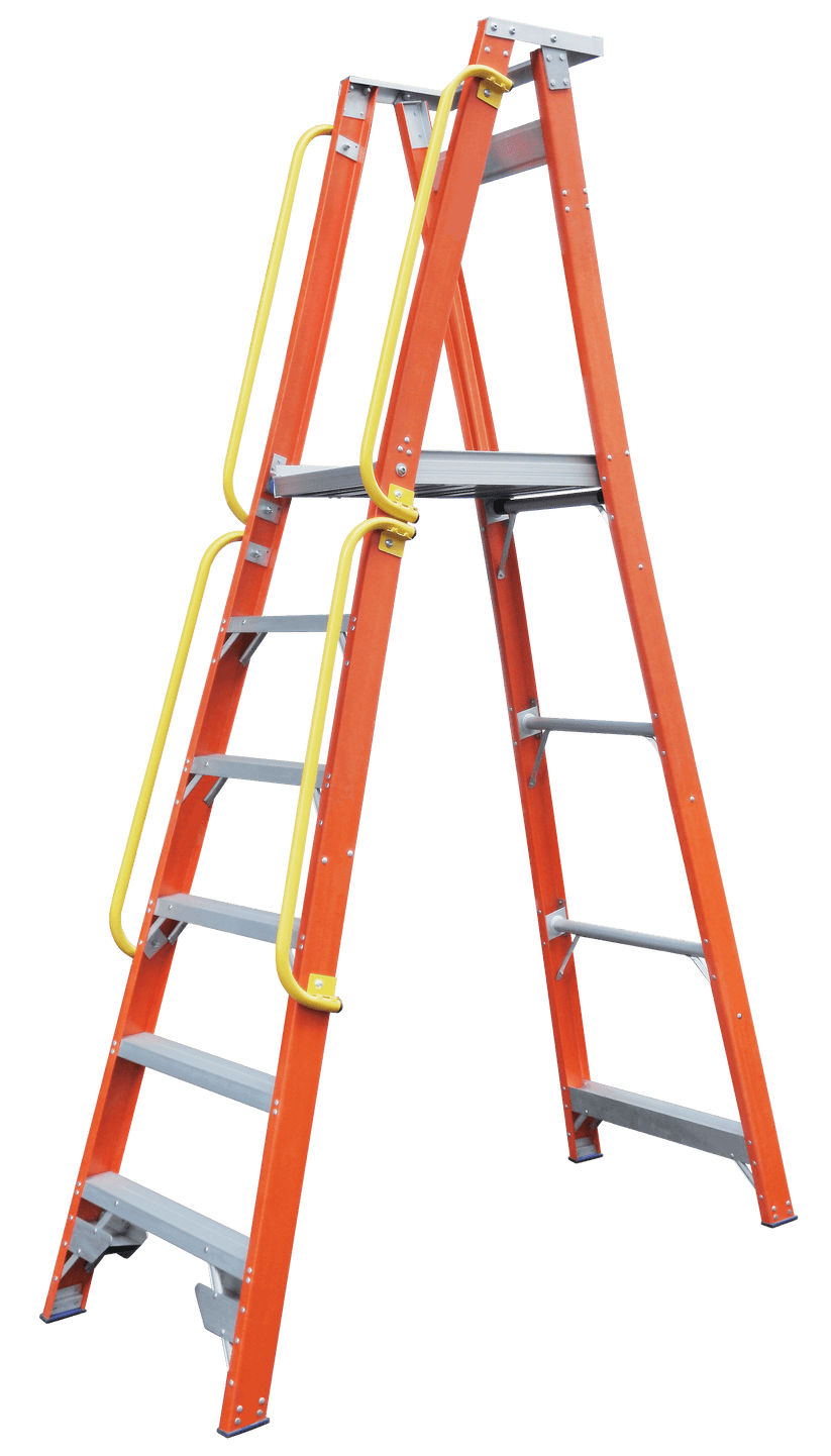 Indalex Pro Series Fibreglass Platform Ladder Side Handrails (set ...